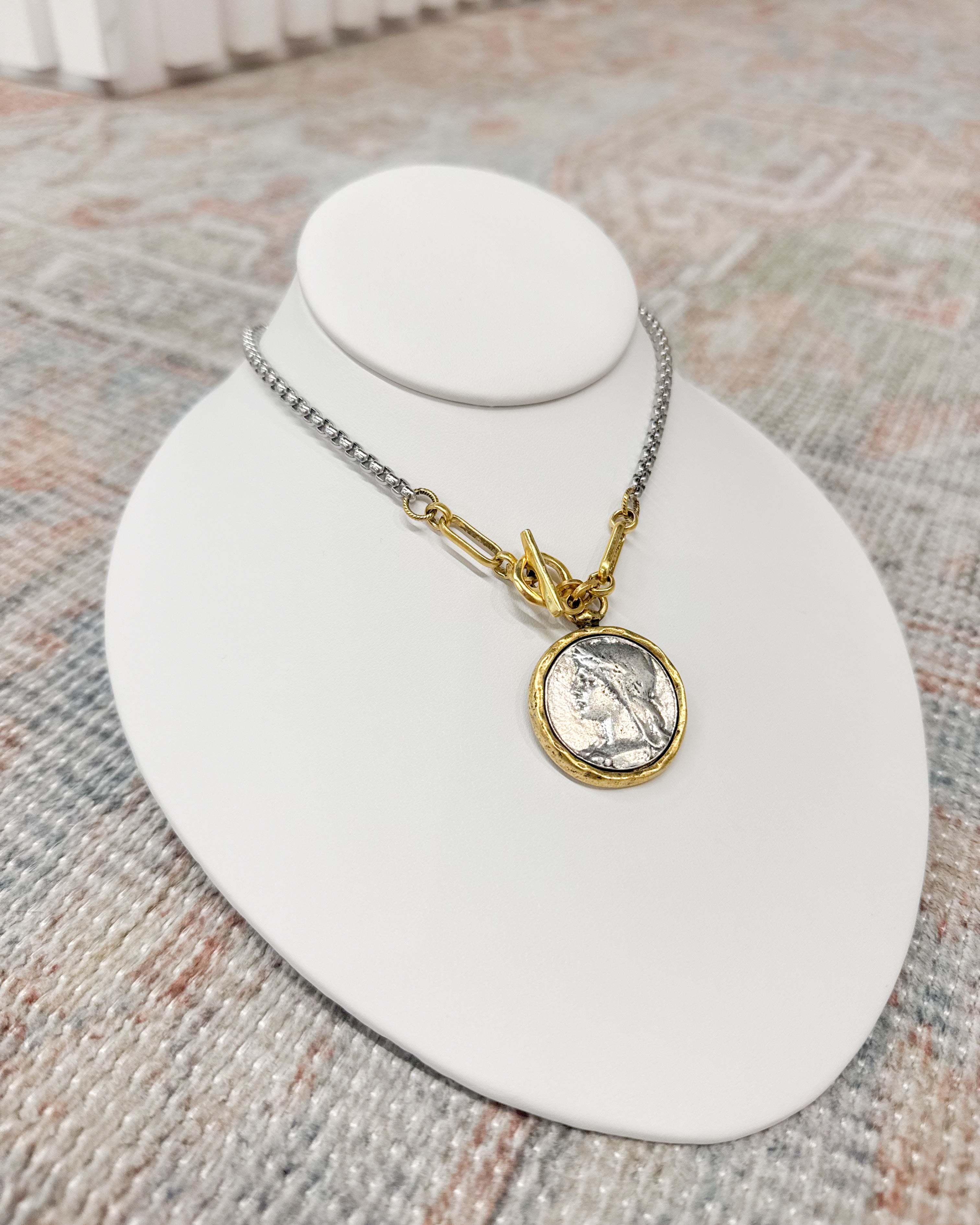 Candace Two Tone Coin Necklace – The Exclusive Look